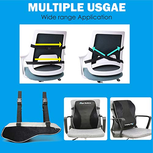 Lumbar Support Pillow for Office Chair and Car Seat Back Support Memory Foam Back Cushion for Lower Back Pain Relief, Lower Back pillow for Gaming Chair, Desk Chair with 3D Mesh Cover Adjustable Strap