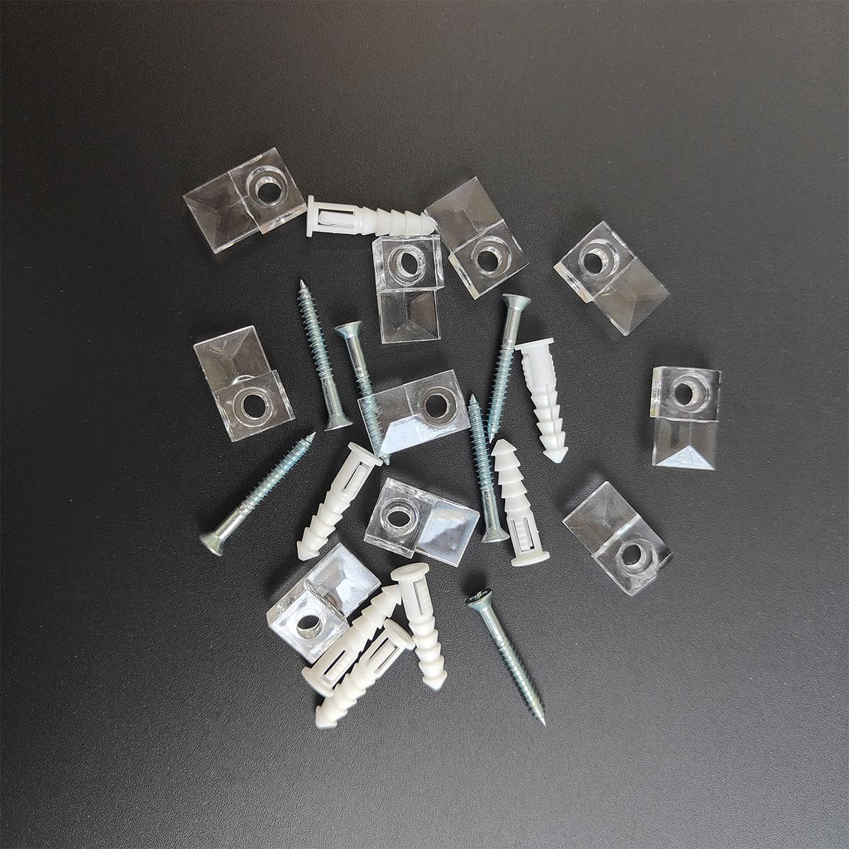 20 Set of Mirror Holder Clips, Mirror Holder Clips Kit,Glass Retainer Clips Kit,Glass Crystal Clear Plastic Mirror Clip ,Mirror Mounting Clip, Glass Retainer Clips