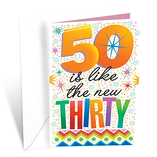 Happy 50th Birthday Card | Made in America | Eco-Friendly | Thick Card Stock with Premium Envelope 5in x 7.75in | Packaged in Protective Mailer | Prime Greetings