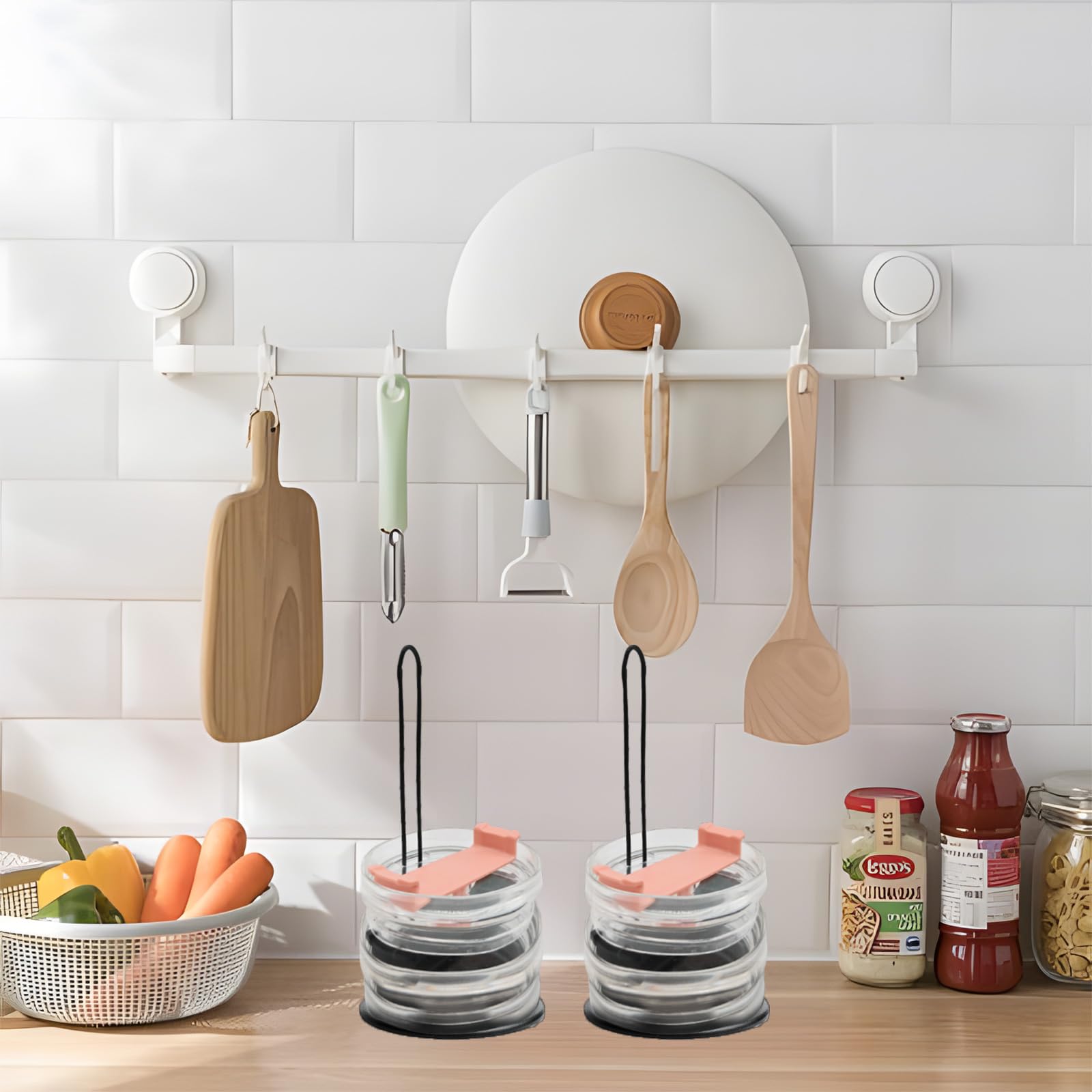 3 Pieces Tumbler Lid Organizer,Lid Organizer with Collapsible Design、Can Accommodate Up to 10 Cup Lid,Saves Kitchen Cabinet and Countertop Space (Suitable for Cup Lid Mouth Than 1.5cm)