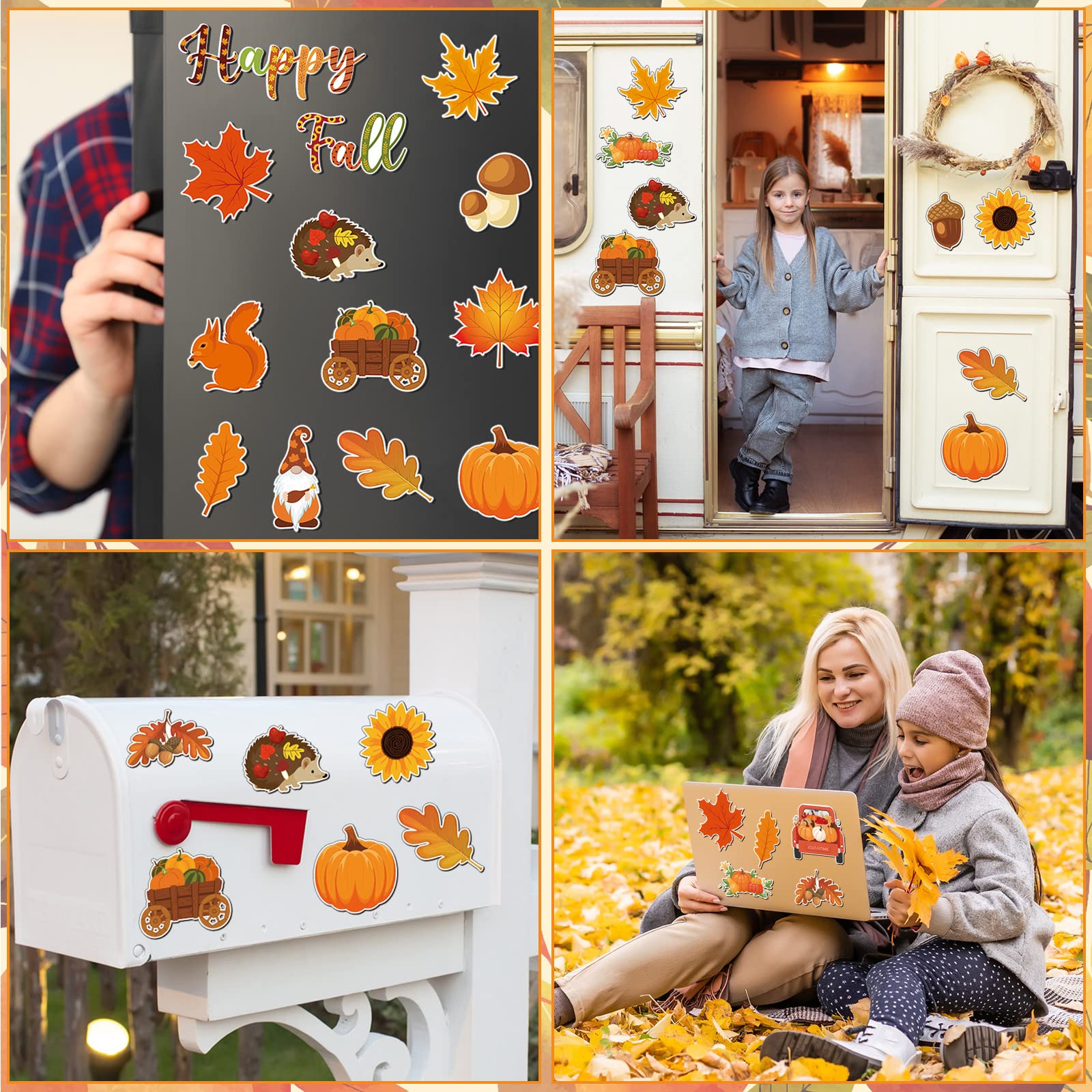 25 Pieces Happy Fall Magnets Gnome Pumpkin Fridge Magnets Fall Theme Car Refrigerator Decals Holidays Magnetic Stickers Autumn Leaves Acorn Harvest Decoration Fall Theme Thanksgiving Decoration