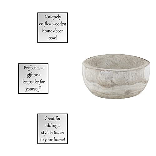 Santa Barbara Design Studio Table Sugar Hand Carved Paulownia Wood Serving Bowl, 12" Diameter, Natural
