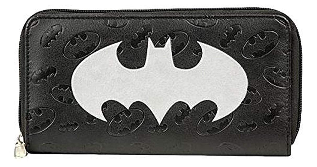 Bat Man Metal Logo Zip Around Women's Hand Purse Clutch Wallet