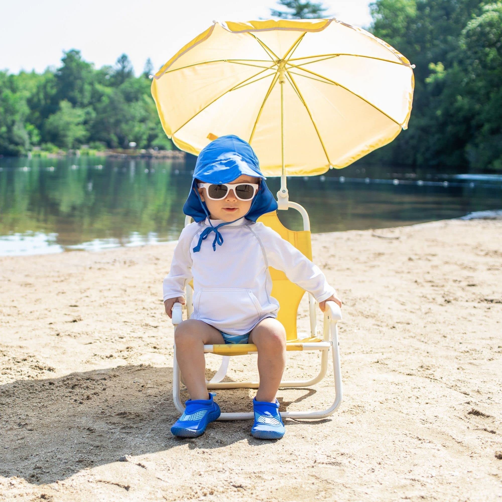 i play. by Green Sprouts Baby & Toddler Flap Sun Protection Hat, All-Day UPF 50+ Sun Protection for Head, Neck & Eyes, Navy, 9-18 Months