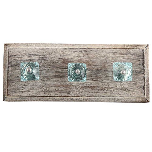 IndianShelf 2 Pack Hooks | Coat Hook Hardware | Turquoise Entryway Hook | Wood Key Hooks for Wall | Square Cut Hooks for Hanging Bags on Wall [10.16 Cm]