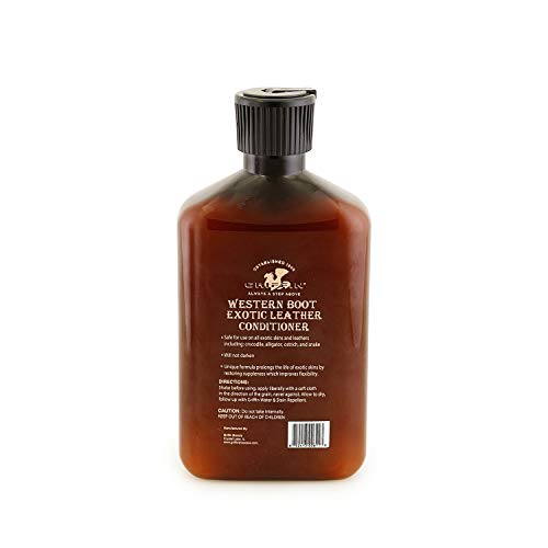 Griffin Western Exotic Leather Conditioner (8 oz.) - Non-Toxic Formula for Cowboy Boots, Snakeskin, Alligator, Crocodile, Leather Apparel and More! - Made in The USA Brown