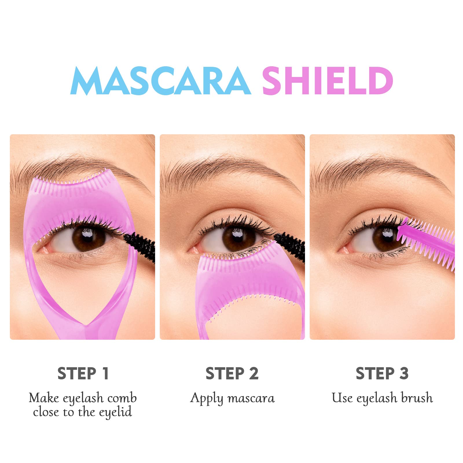 3 IN 1 Eyelash Tool Lash Buddy, Mascara Guard & Eyelash Brush Tool & False Lashes Helper, Lash Mascara Shield Applicator Guard Comb Protector Eyelid for Lashes Natural Look Make Up | 3-Pack