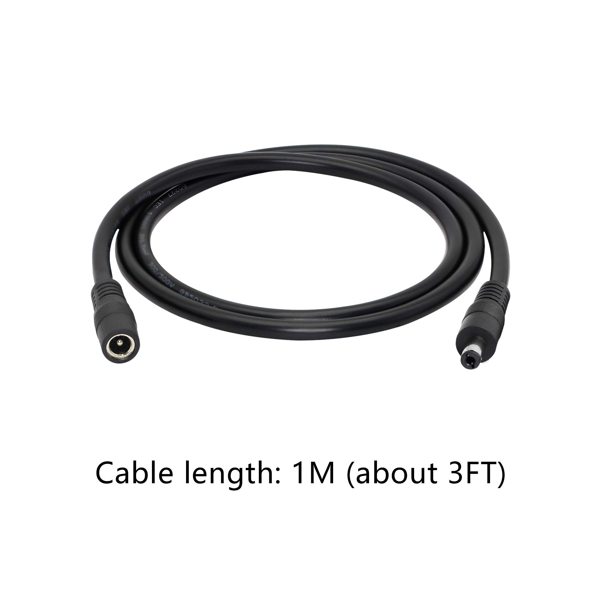 GINTOOYUN DC Power Extension Cable,DC 5.5mm x 2.1mm Male to Female Power Adapter Cable,3FT 18AWG Heavy Duty Cord for 12V CCTV Wireless IP Camera,LED,Car,More.-2PCS