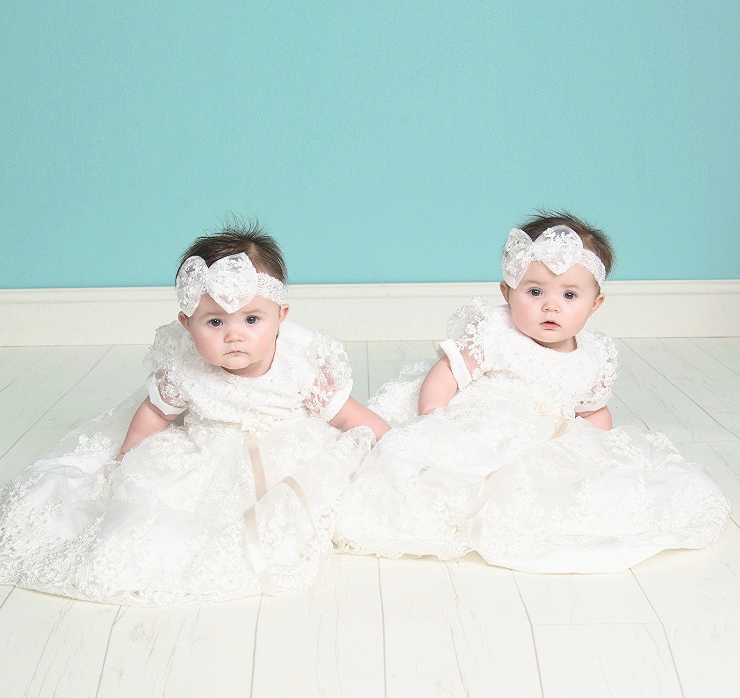 Christening Gown Baby Girl Lace Toddler Dedication Dress for Age 6 Months