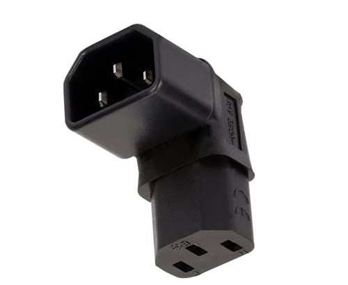 Vrllinking IEC C14 to C13 90 Degree Power Adapter for LCD Wall Mount TV/Computer Host/Monitor/Rice Cooker/Electric Kettle,10A PDU Plug, Up/Down Right Angled IEC Power Adapter (2 Pack/Black)