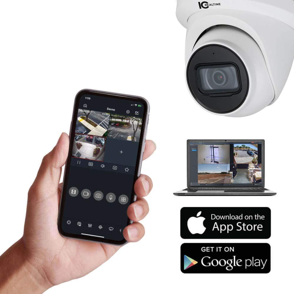 IC Realtime IPMX-E20F-IRW2 2MP IP Indoor/Outdoor Small Size Starlight Eyeball Dome Fixed 2.8mm Lens (106 AOV), 1/2.8 CMOS Sensor, IP67 Protection, Up To 164ft IR, POE, Replaced ICIP-D2000-IR