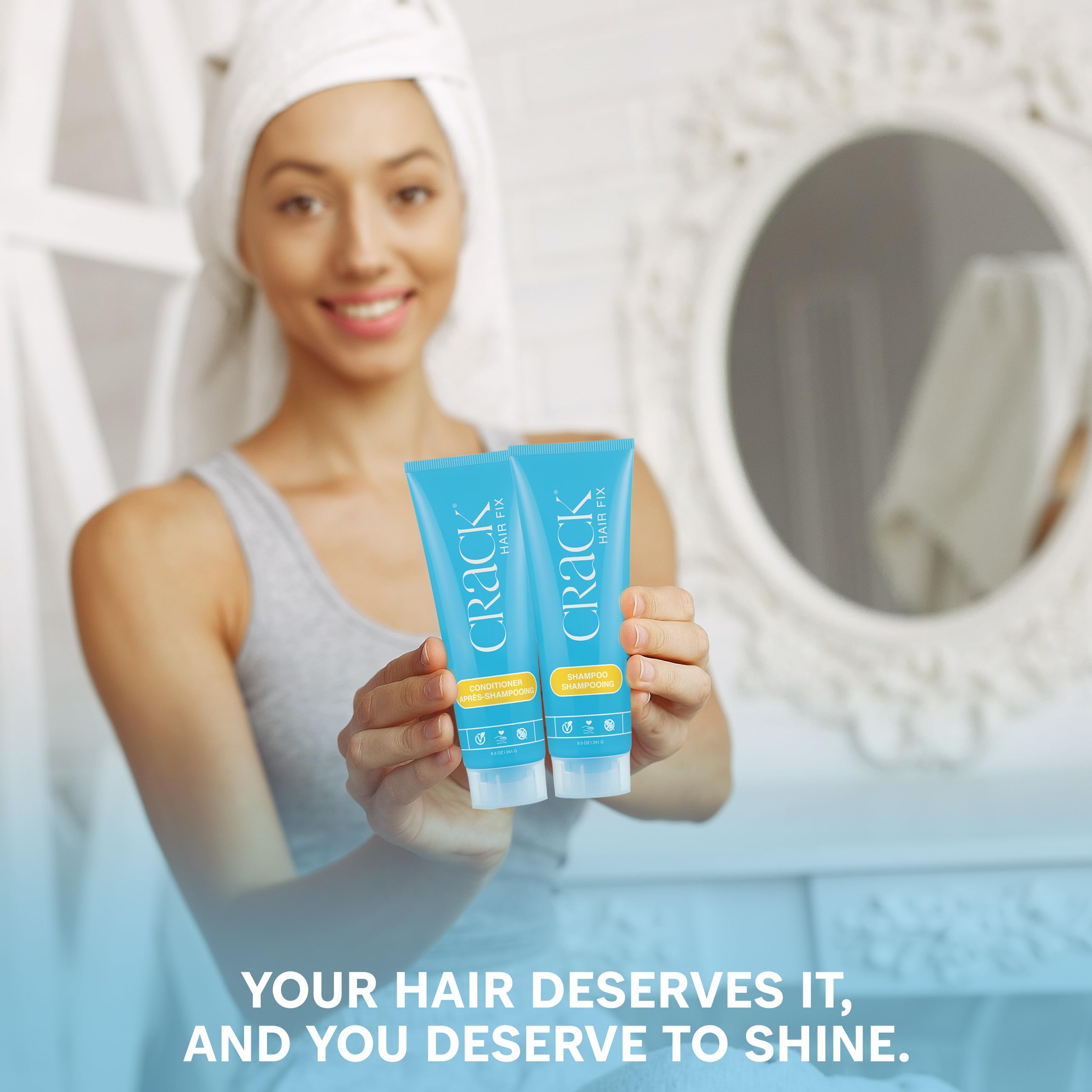 CRACK HAIR FIX - Clean & Soaper Shampoo and In-Treatment Conditioner Set 8.5 oz each
