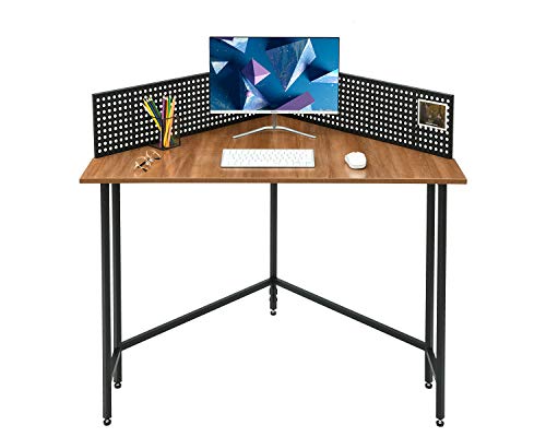 SAYGOER Computer Desk Industrial Corner Table for Small Spaces Home Office Workstation Study Writing Desk, Walnut Oak