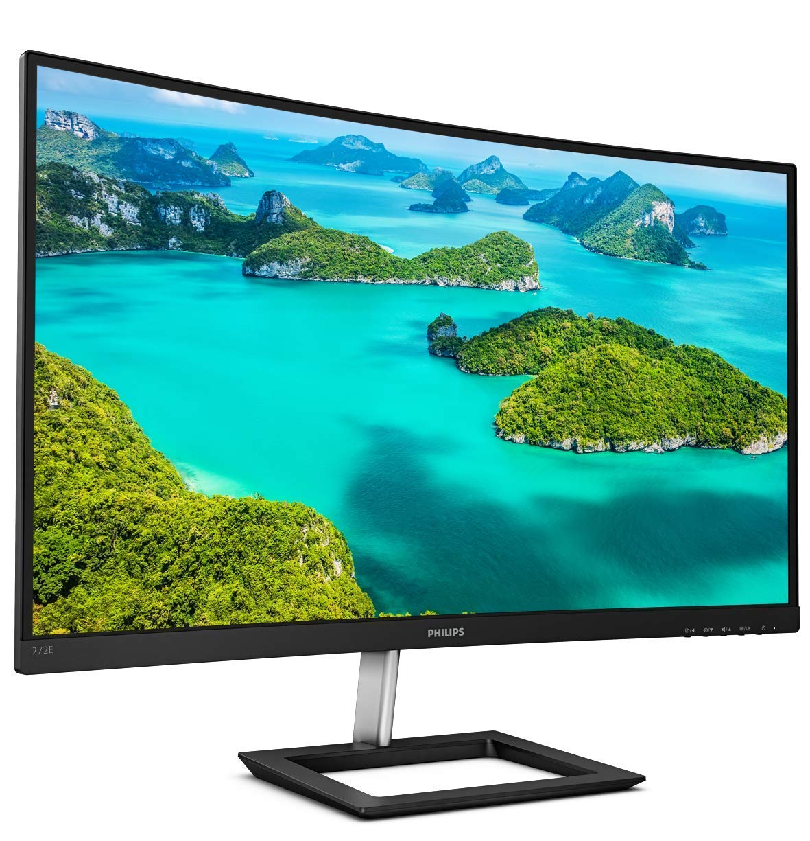 Philips 272E1CA 27" Curved Frameless Monitor, Full HD 1080P, 100% sRGB, Adaptive-Sync, Speakers, VESA, 4Yr Advance Replacement Warranty (Renewed)