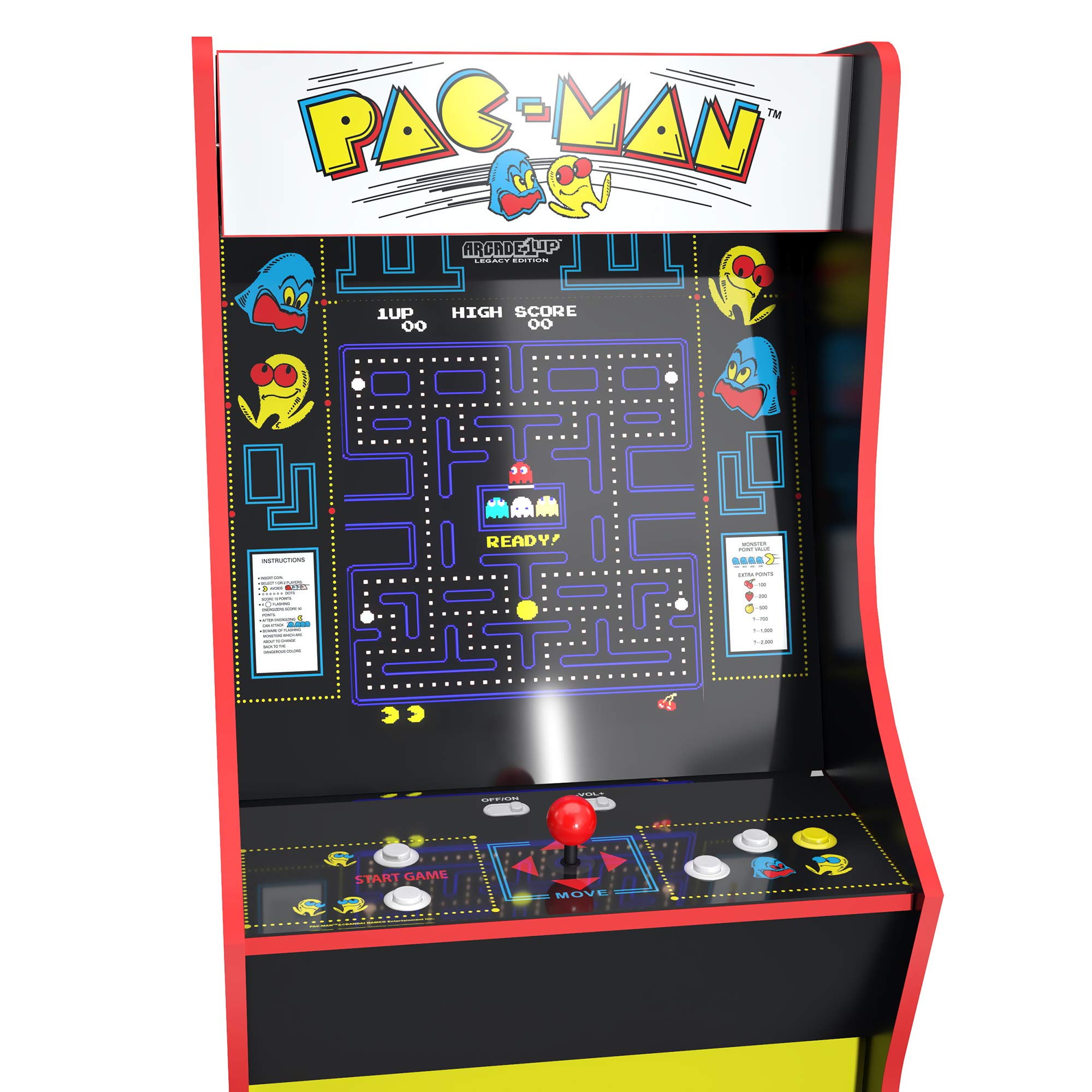 Arcade1UpBandai Namco Entertainment Legacy Edition Arcade Machine, 4-Foot —12-in-1 Pac-Man Arcade Game Machine for Home, 17” Color LCD Screen —Includes Custom Arcade Game Riserand Light-Up Marquee