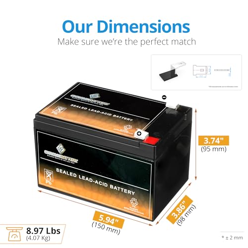 Chrome Battery 12V 15AH SLA Rechargeable Replacement Battery compatible with UPS Back Up, Electric Scooter, Wheelchair, Alarm, and More: 5.94 x 3.86 x 3.74, T2 Terminal