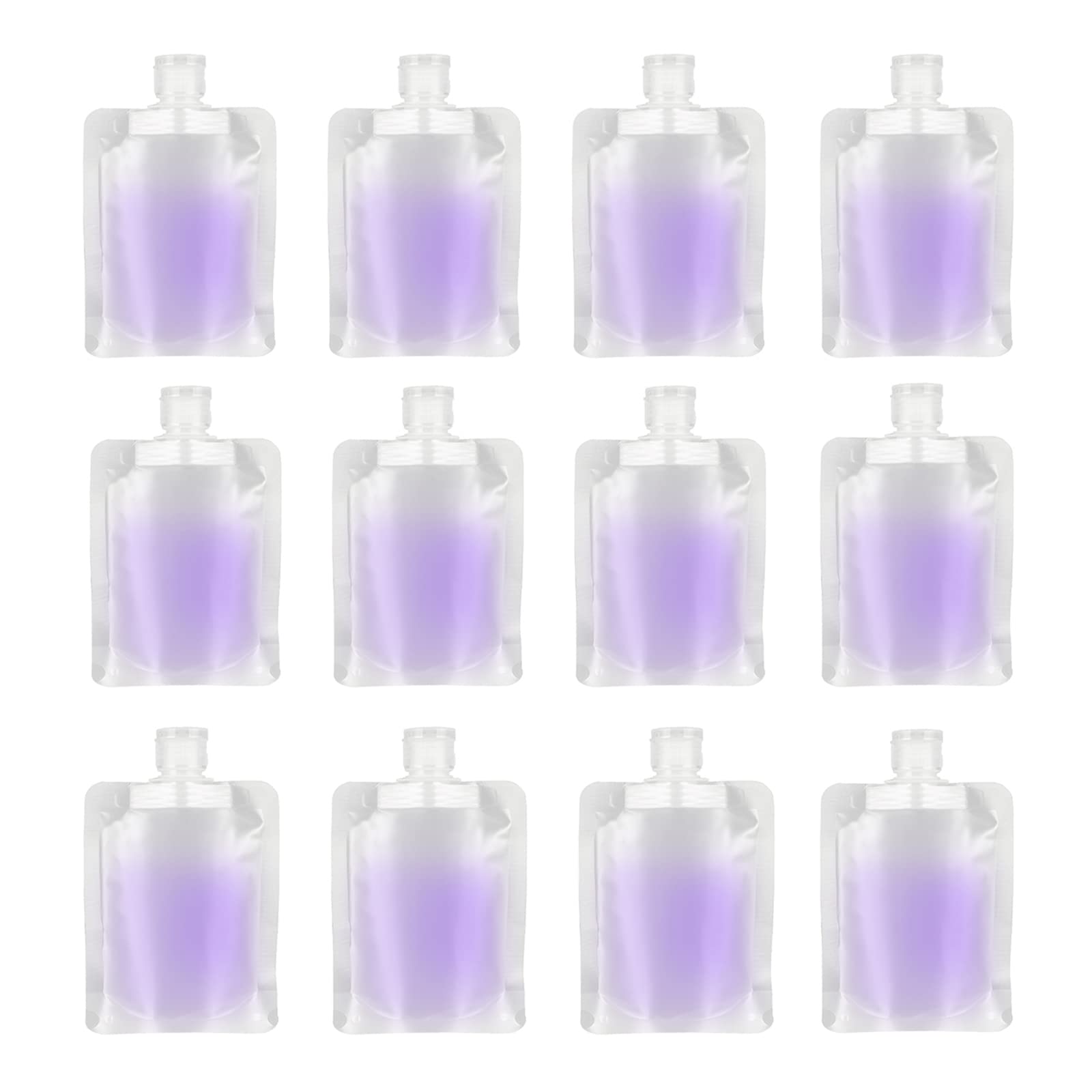 IETONE 10 Pieces 100 ml Transparent Clamshell Packaging Bag Plastic Stand Up Spout Pouch Portable Travel Fluid Makeup Packing Bag for Lotion/Shampoo/Face Cream/Hand Soap/Mask Mud
