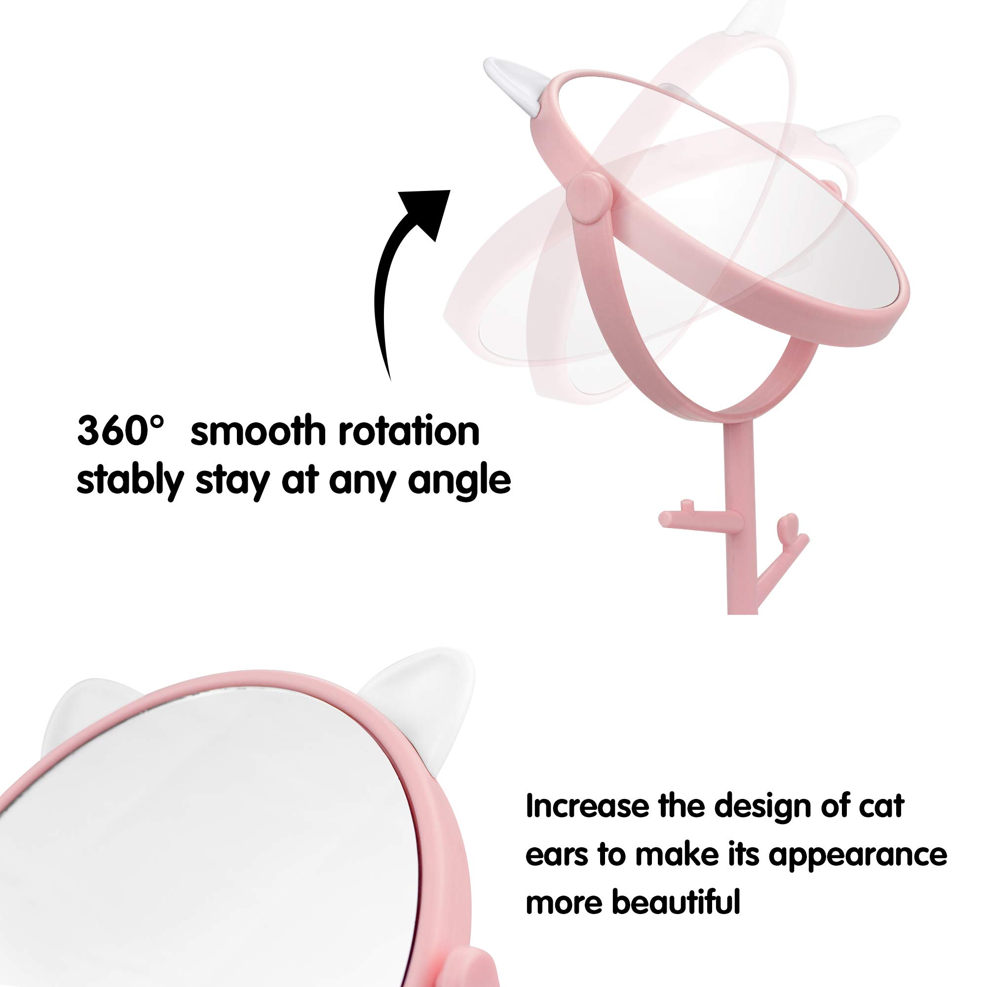 Nonebranded Desk Mirror for Makeup&Freestanding Pink Mirror, Folding Design for Tabletop