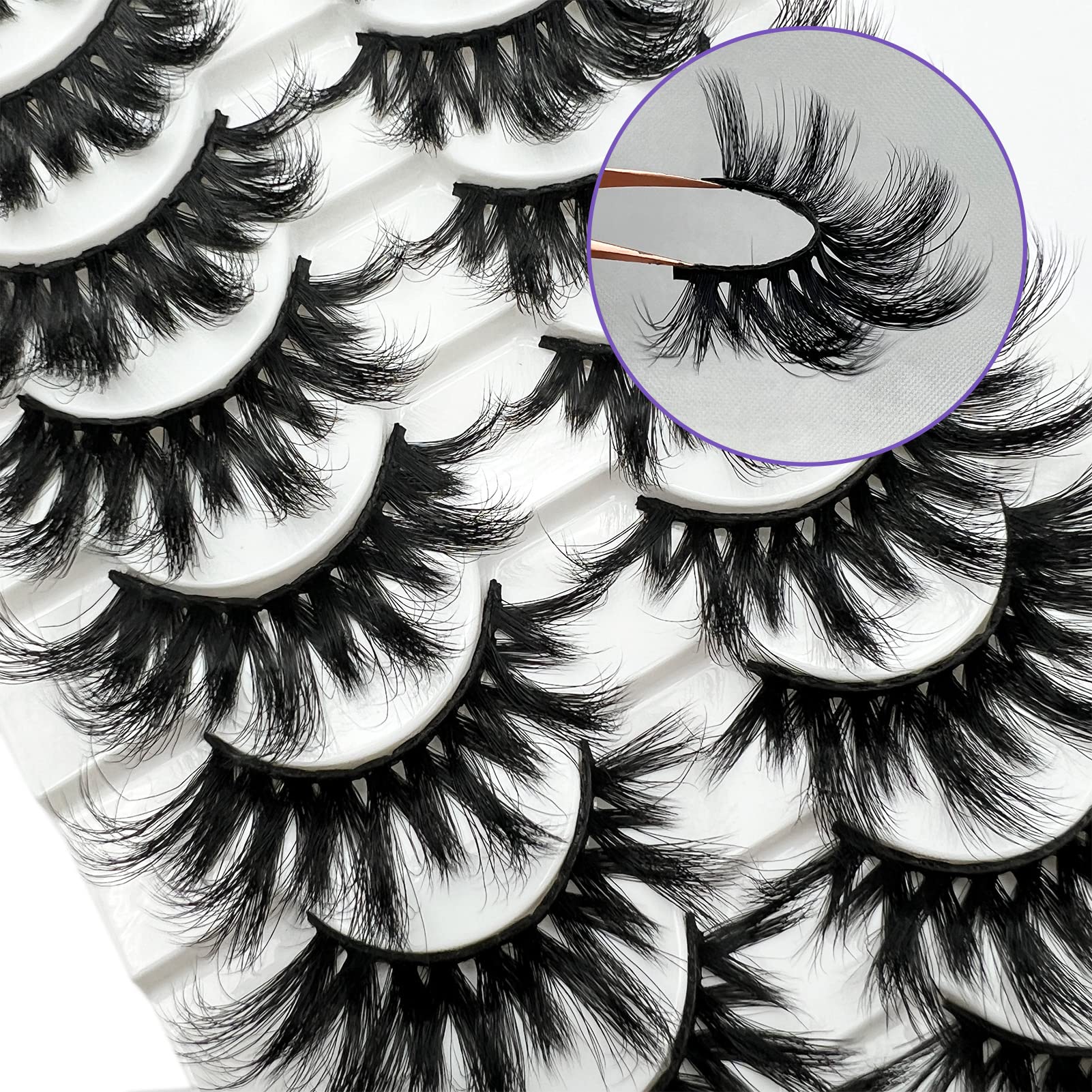 20MM 3D Mink Lashes Fluffy, Long Wispy Cat Eye 25 MM Lashes Pack Wholesale Dramatic Fluffy Mink Eyelashes Natural Look