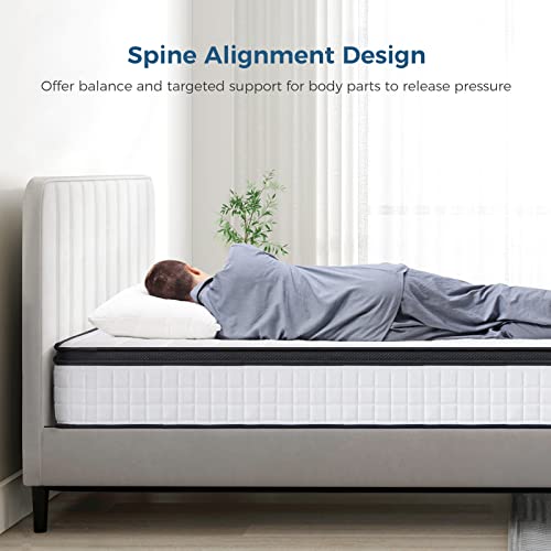 Inofia Full Size Mattress 10 Inch, Hybrid Full Mattress in a Box, Breathable Comfortable Mattress, Supportive & Pressure Relief, Full,101-Night Trial, 10 Year Support