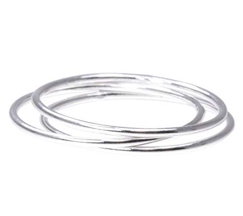 3 Sterling Silver Stacking Rings 1mm Round Size 6