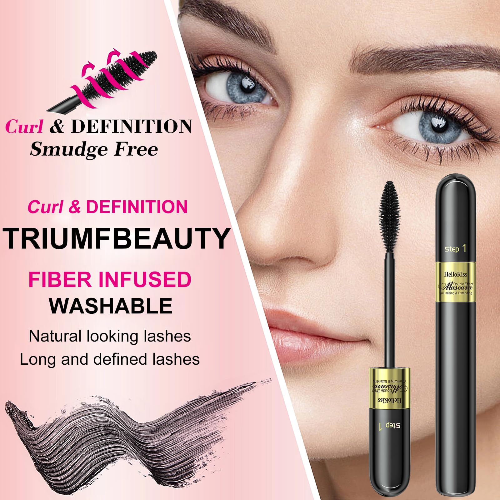 π ππππ€ Tubing Mascara Waterproof & Smudge-Proof - 2-1 Long-Lasting Mascara Black Volumizing and Lengthening for Eye Makeup, No Clumping, Curling Eyelashes, Telescopic Mascara Vegan & Cruelty Free