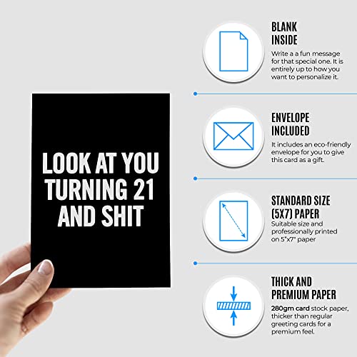 Funny 21st Birthday Card for men or women with envelope | Joke card for someone who is turning 21 years old | Original and unique present idea for son, daughter.