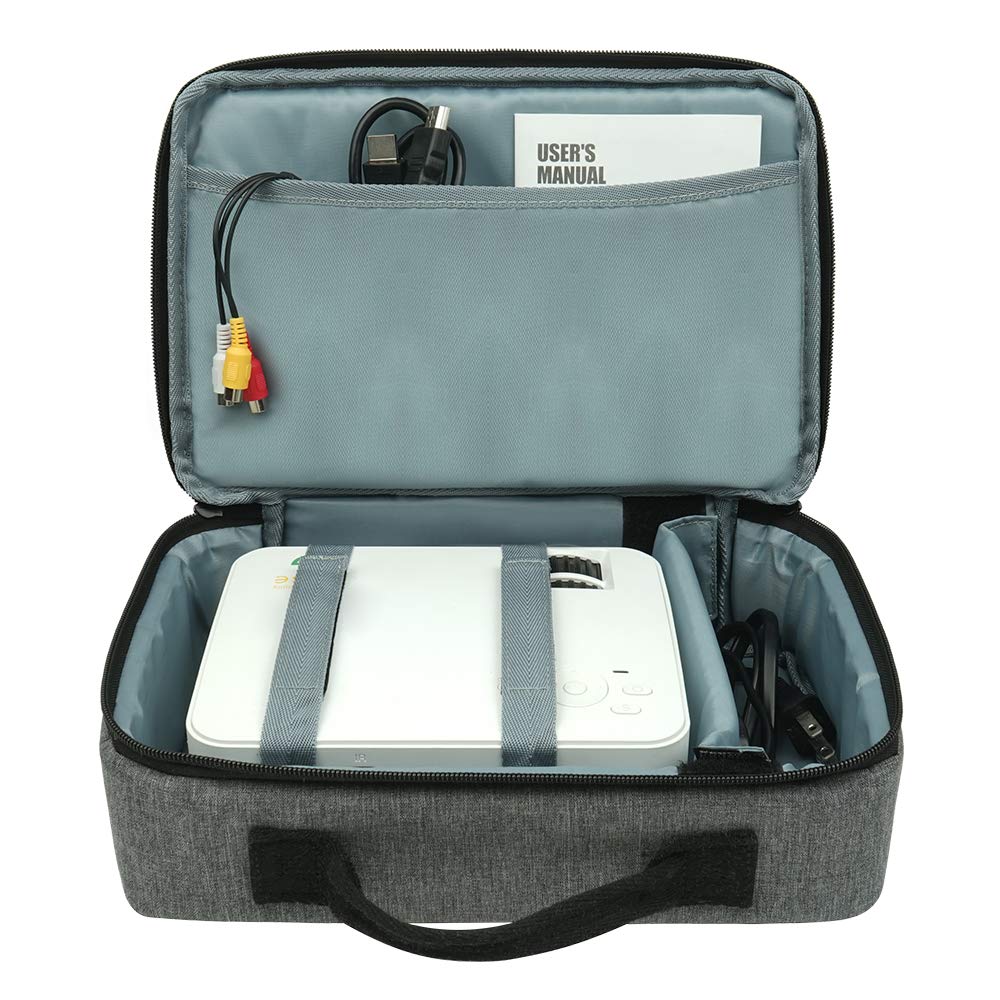3 Stone T20 Mini Projector Travel Bag Carry Case, Portable Carrying Handbag, up to 10.5 x7x 3 inches - Accessory Pockets Customisable Dividers- Compatible with More- Gray