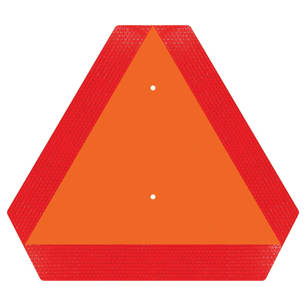 Ignixia Slow Moving Vehicle Sign, Rust free Aluminium Slow Moving Vehicle Triangle signs, 14”x 16” Inches Orange base with Reflective border, SMV Sign for Golf Cart, UTV, safety signs