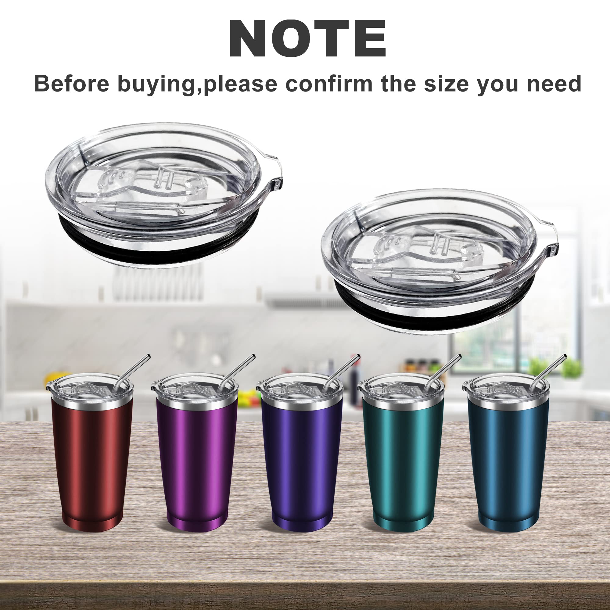 20oz Tumbler Replacement Lids Spill Proof Splash Resistant Lids Covers for 3.25in Cup Mouth Compatible with Classic Stainless Steel Tumblers YETI Rambler Atlin, Beast Juro SUNWILL Cup (2 Pack)