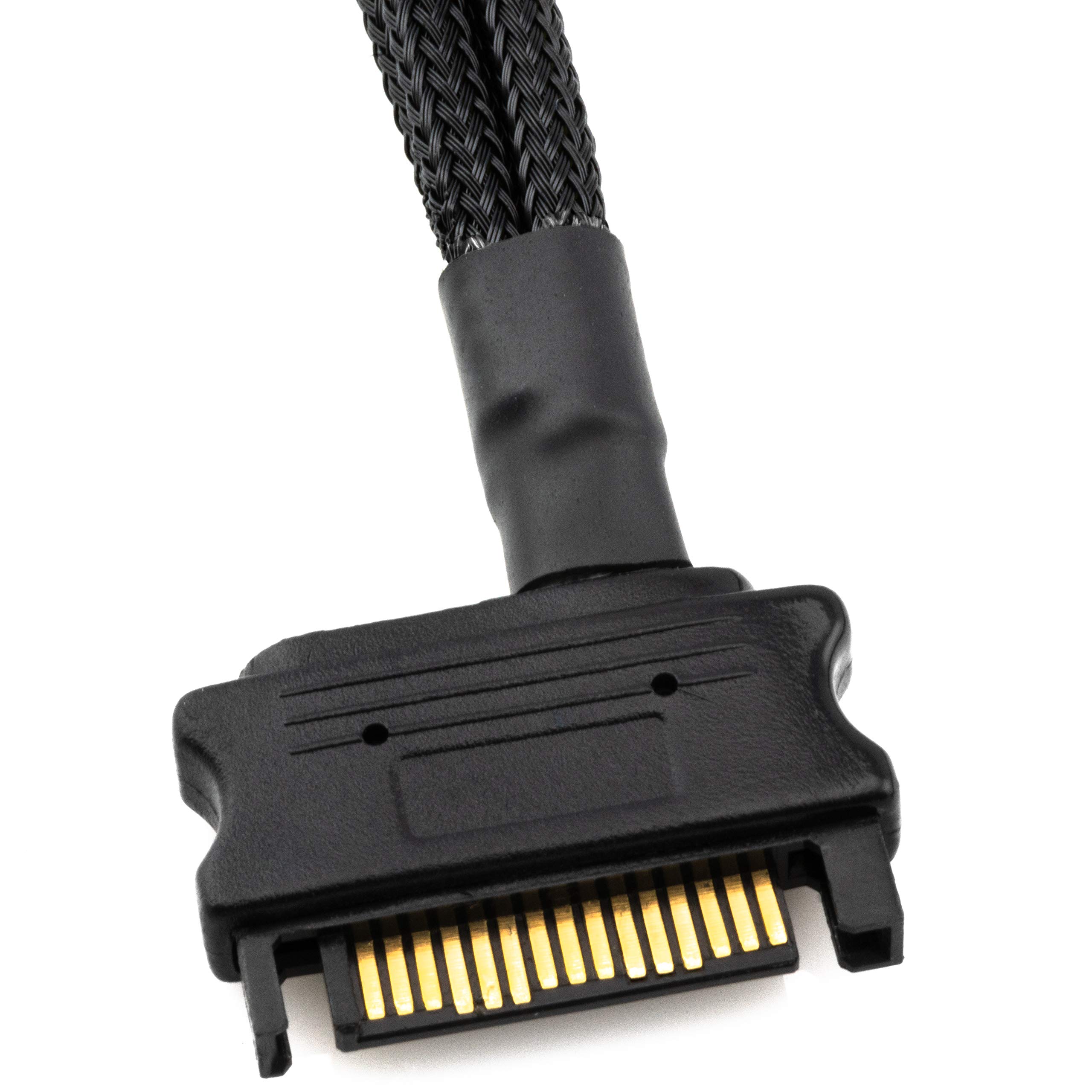 CRJ 15-Pin SATA to 3 PC Fan Power Adapter Cable - 12-inch (30cm), Black Sleeved - Power Up to Three 3-Pin & 4-Pin Computer Cooling Fans from an ATX 15-Pin SATA Power Connector (12V - Full Speed)