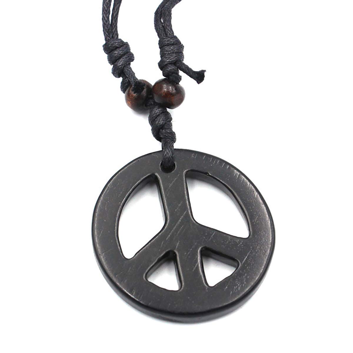 3 Pcs Handmade Adjustable Love Peace Sign Hippie Pendant Necklace Peace Symbol Necklace Vintage Rope Chain Resin Weave Jewelry