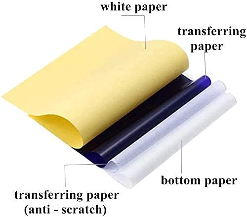 CINRA Tattoo Transfer Paper, 30 Sheets Tattoo Stencil Transfer Paper Tattoo Thermal Stencil Paper 4 Layers 8 1/2" x 11" Tattoo Copy Carbon Tracing Paper for Tattooing, A4 Size
