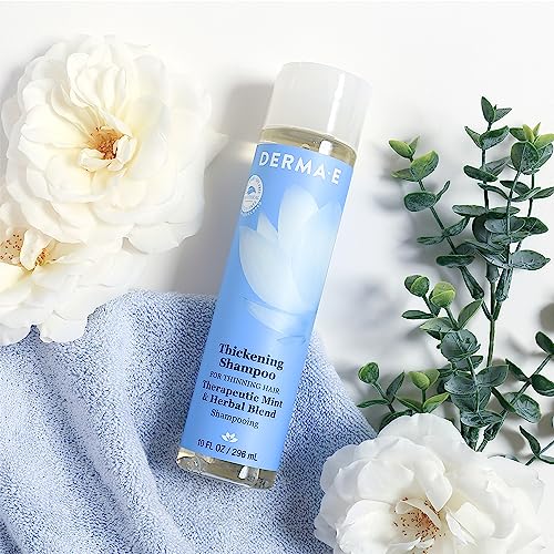 Derma E Thickening Shampoo for Thinning Hair β Natural Hair Growth Shampoo β Sulfate Free Therapeutic Mint and Herbal Volumizing Shampoo, 10 oz