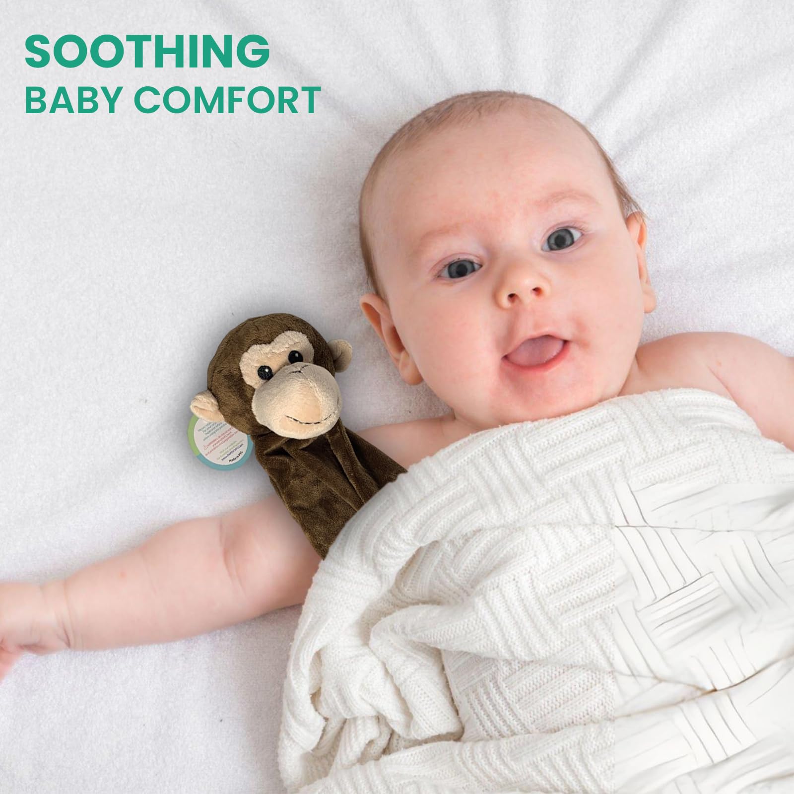 Baby Security Blanket - 18" Tall Soft Fleece Baby Blanky for Boys & Girls – Baby Soothing Blanket with Plush Stuffed Animal - Monkey