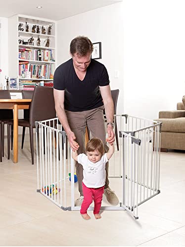 Dreambaby Royale Converta 3-in-1 Play Yard Baby Gate - with 6 Modular Panel - Fits Opening with 151 inch Wide & 29 inch Tall - White - Model L849