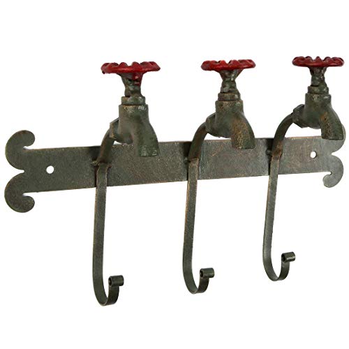 Lily's Home Vintage Rustic Wall Mount Coat and Utility Hanger, Country Farmhouse Design Crafted to Look Like Spigot Faucets and is Ideal for Any Whimsical Décor Style, Green Patina