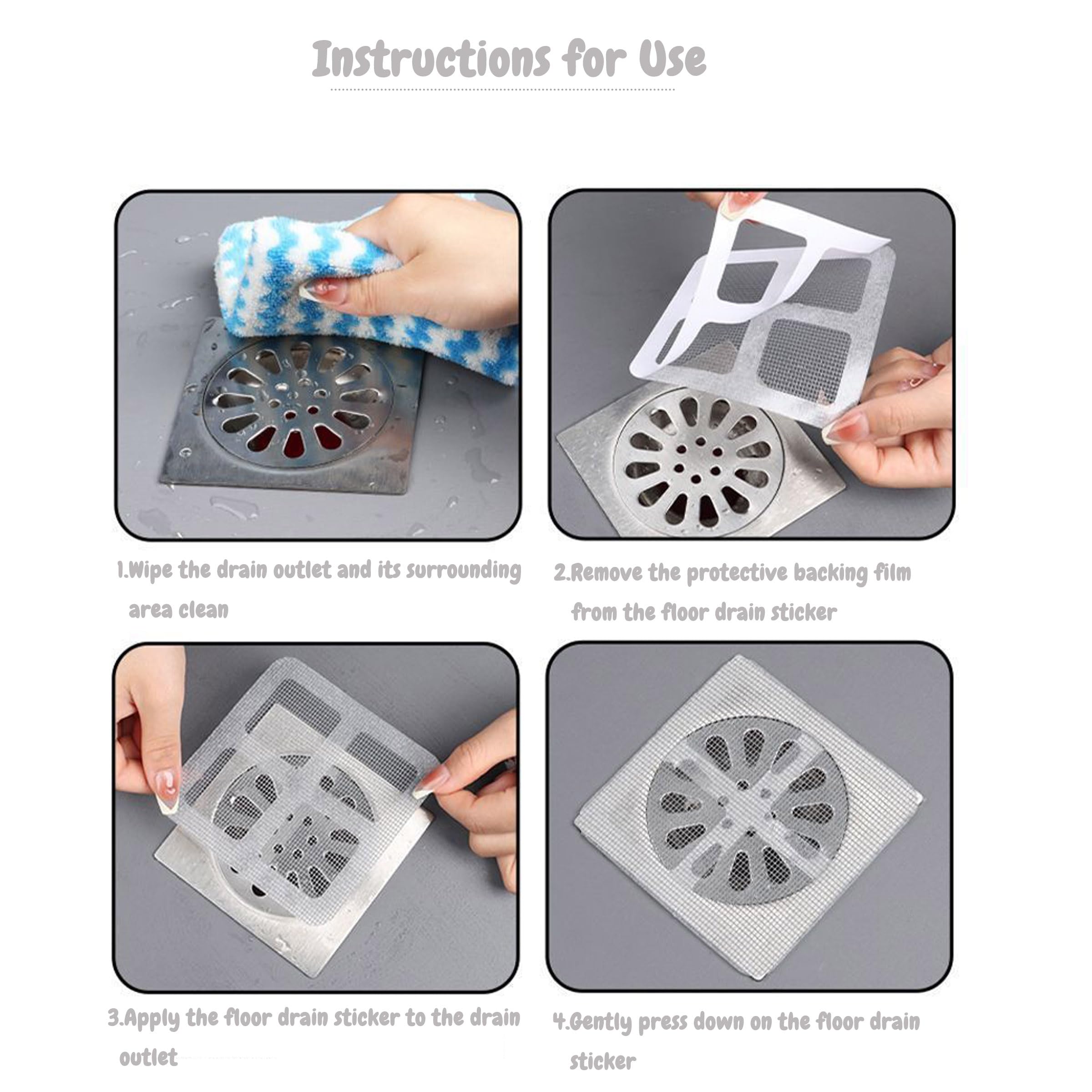 25pcs 4" X 4" Disposable Shower Drain Cover,Bathroom Hair Catcher,Drain Mesh Cover Strainer for Laundry Bathtub Kitchen and Sink