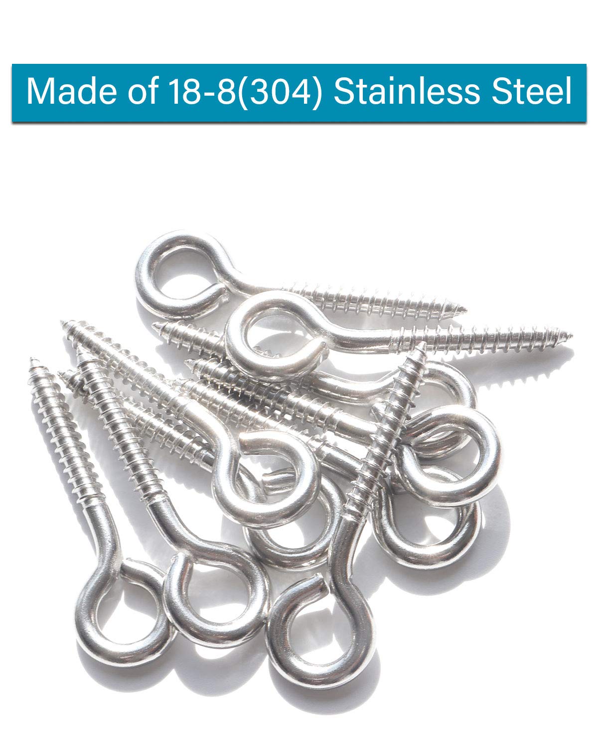 IMScrews 10-Pack Stainless Steel Heavy Duty Screw Eyes, #18 x 3-1/4 Inch, Lag Eyebolt for Hanging, Rust-Resistant Long Eyelet Screws, Ideal for Indoor and Outdoor Use
