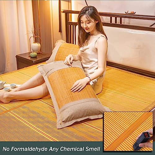 4 Sizes Summer Bamboo Sleeping Mat, Breathable Refreshing Bamboo Summer Bed Mat, Double-Sided Use Bamboo Sleeping Mat Foldable Air Conditioning Mat for Bedroom (Size : L195xW135cm/L77xW53in)