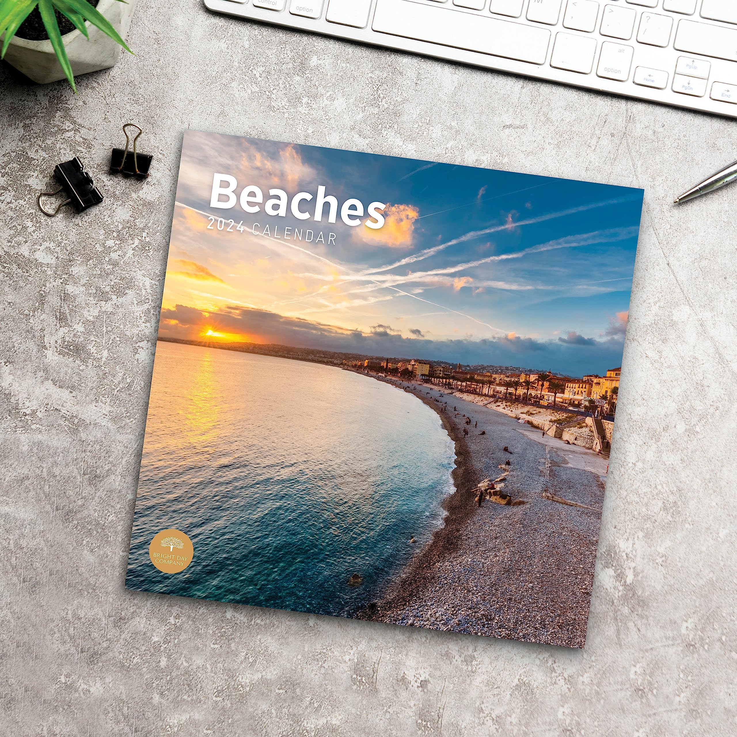 2024 Beaches Monthly Wall Calendar by Bright Day, 12 x 12 Inch Beautiful Landscape Photography Gift