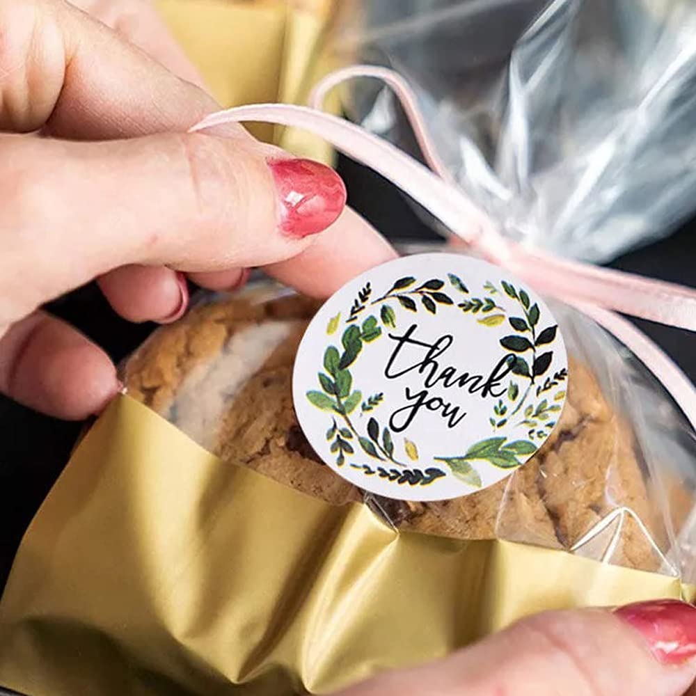 Thank You Stickers 2500 Pieces Round Kraft Label Seals Small Business Stickers for Greeting Cards Envelopes Decor or Gift Bags Packaging (5 Rolls Pattern B)