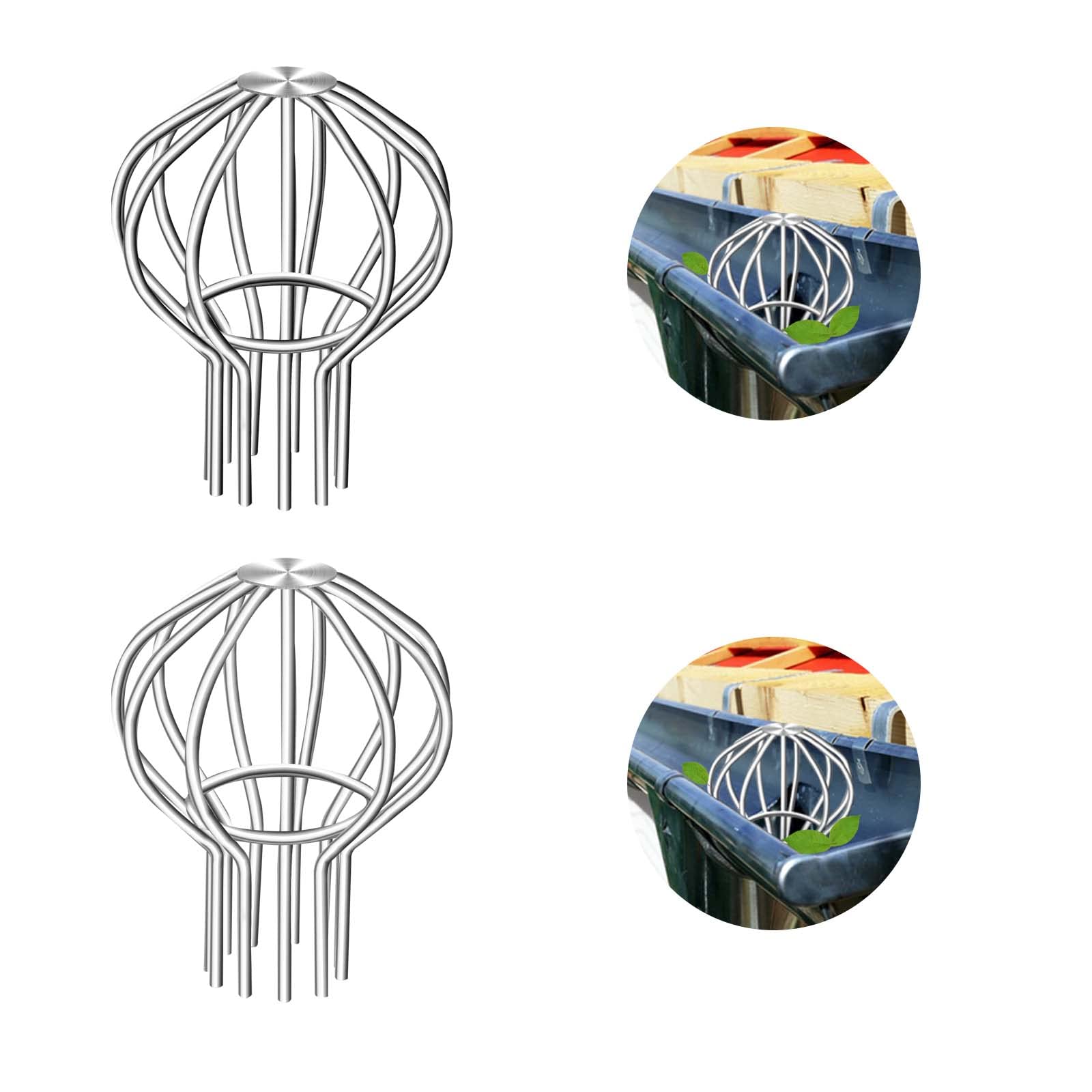 3 Inch Gutter Guard, 304 Stainless Steel Filter Strainer for Stops Blockage Leaves and Debris, Compatible with 2.8" ~3.8"Round Downspout, 2 Pack