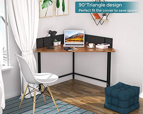 SAYGOER Computer Desk Industrial Corner Table for Small Spaces Home Office Workstation Study Writing Desk, Walnut Oak