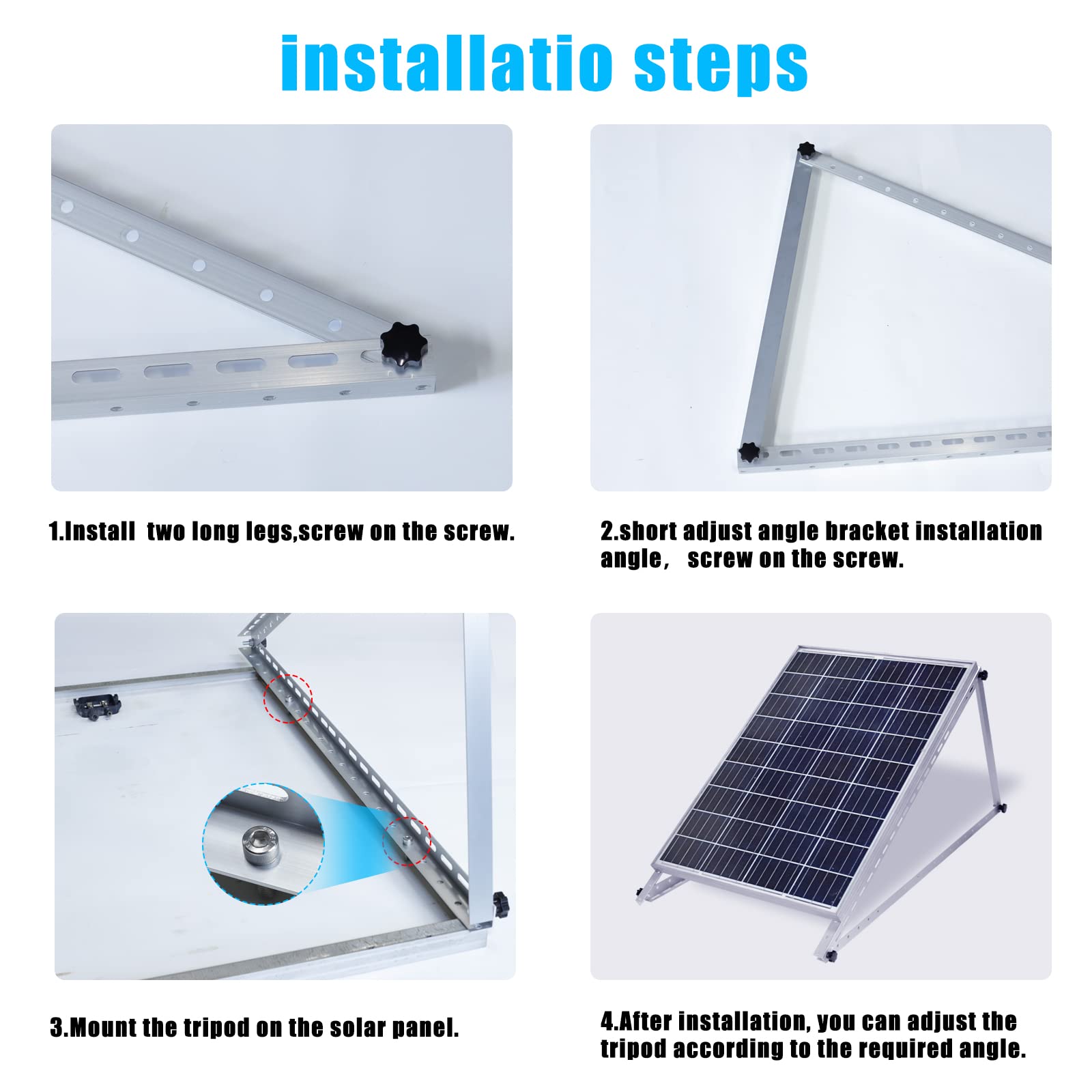 2 Sets 41In Adjustable Solar Panel Bracket, Solar Panel Bracket with Foldable Tilt Legs, Solar Mount, 1040MM Length Support up to 200 400 600 Watt Solar Panel for Homes, Boat, RV, Off-Grid System