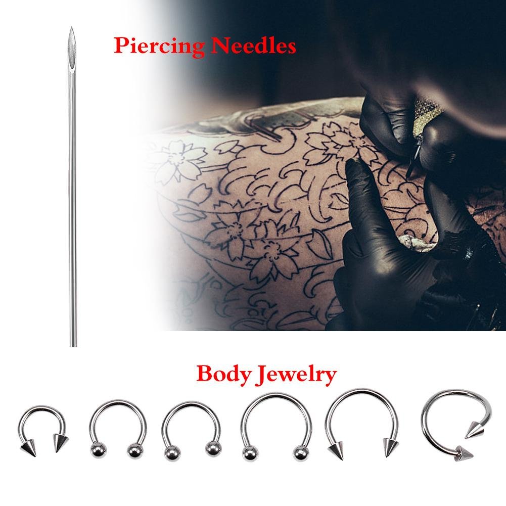 Professional Body Piercing Kit, Navel Ear Tongue Piercing Tools - Pliers, Needles, Teaching CD and Body Jewelry Included - Portable Piercing Kits with Case