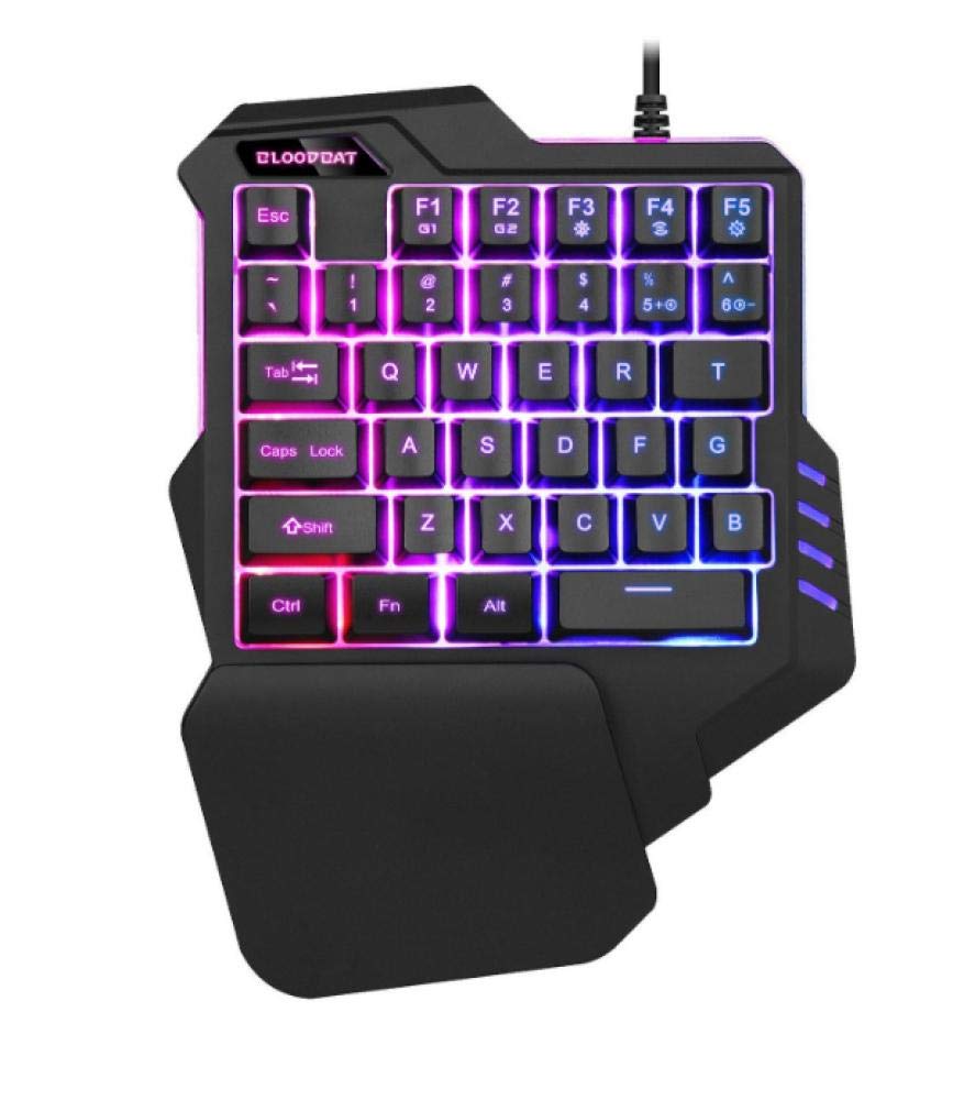 Arilove One-Handed Gaming Keyboard,RGB LED Wired Mechanical Mini Gaming Keyboard (Black, 2318.54cm)