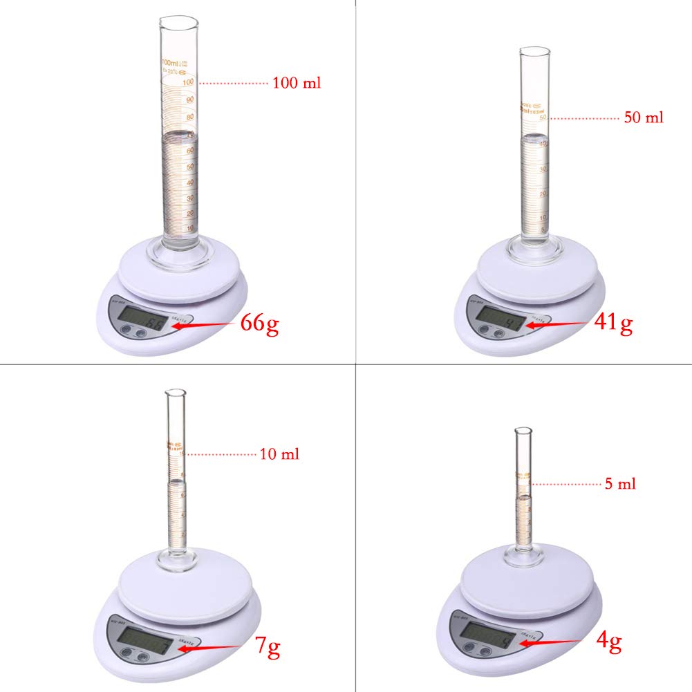 Glass Graduated Cylinder Set Thick Measuring Cylinders 5ml 10 ml 50ml 100ml with 2 Glass Stirring Rod and 1 Brush