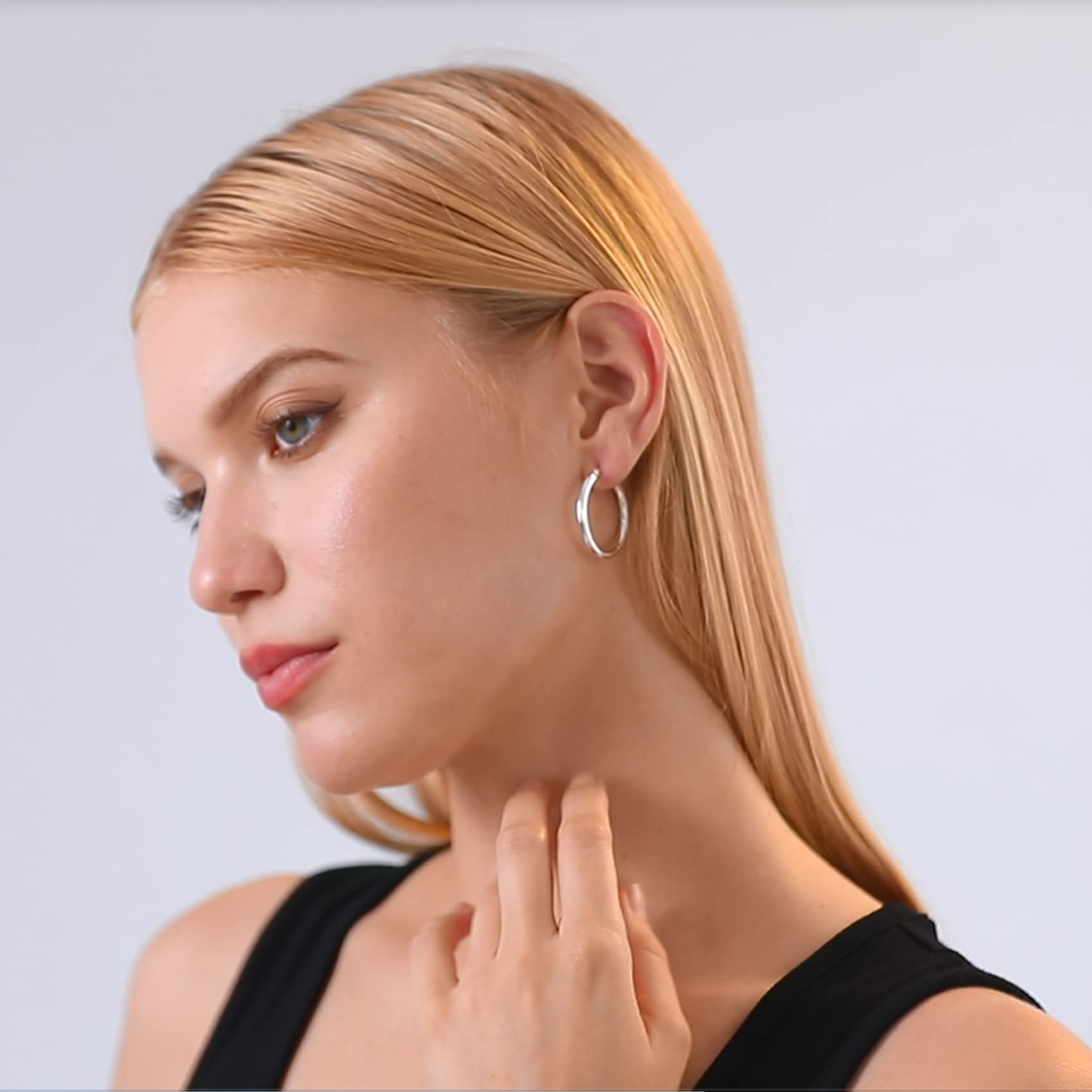 3 Pair Sterling Silver S925 Silver Lightweight Small Hoop Earrings Set Hypoallergenic Hoop Earrings for Women 20/30/40mm PABBEU