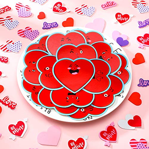 72 Pieces Heart Cut-Outs 3 Inch Printed Hearts Cut-Outs Cute Heart Shape Decoration for Valentines Day Crafts Home Class Office Decor, Red